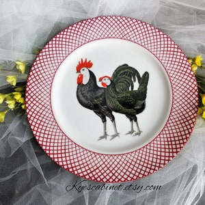 Black Rooster and Black Hen Plate by the Haldon Group in - Etsy