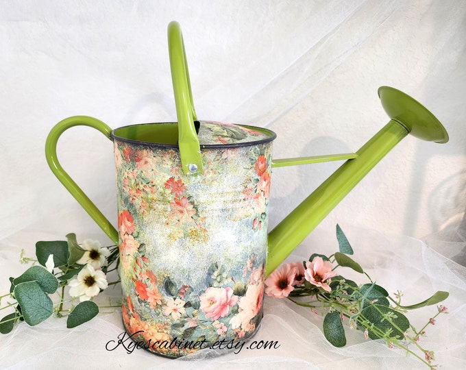 Large Watering Can Decoupage "shabby Chic Roses", 1.5 Gallons Metal ...
