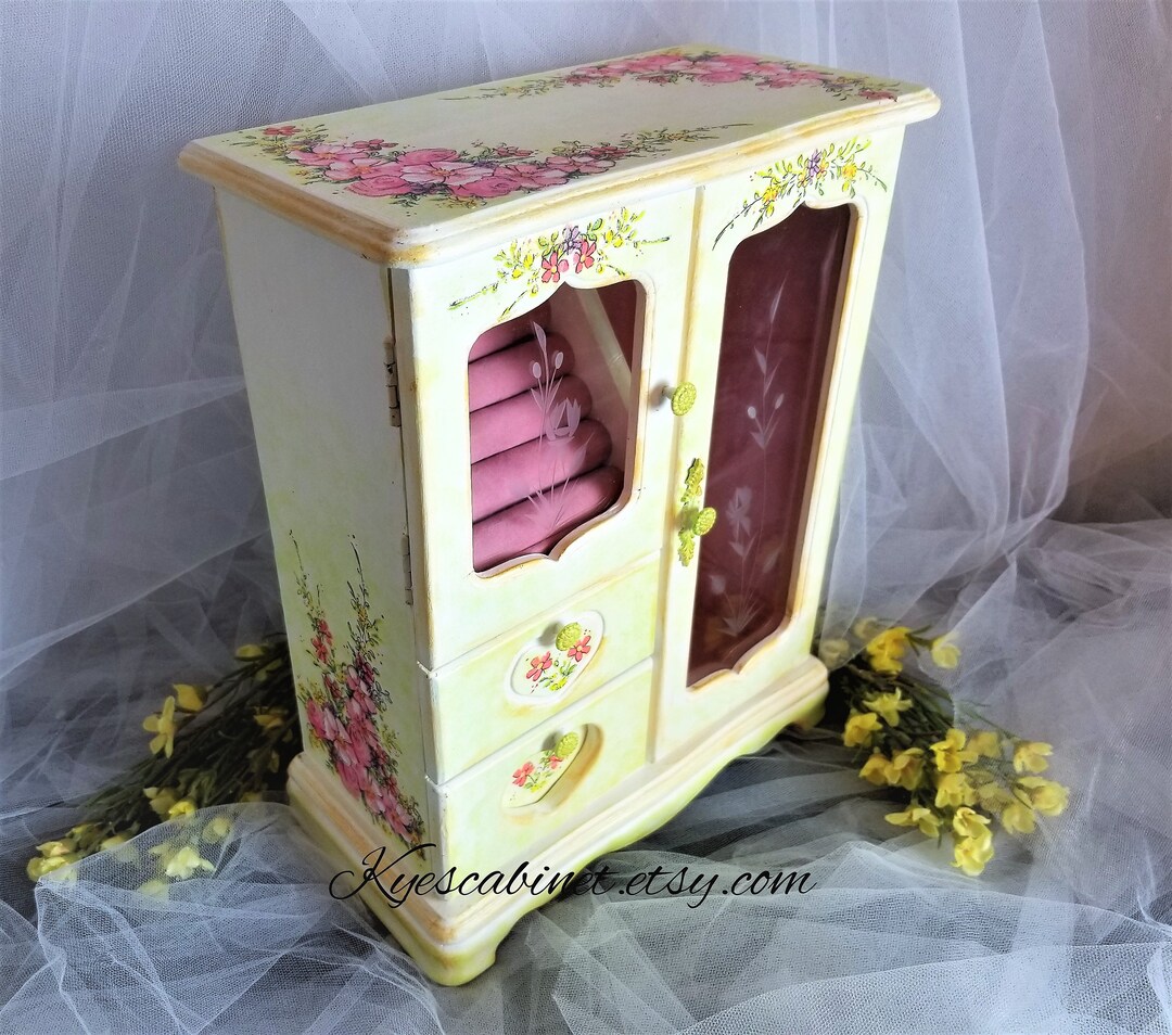 Girls Jewelry Box Decoupage pink Flowers Hand - Etsy