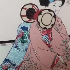 Old Framed Japanese Woodblock Print maiko Playing - Etsy