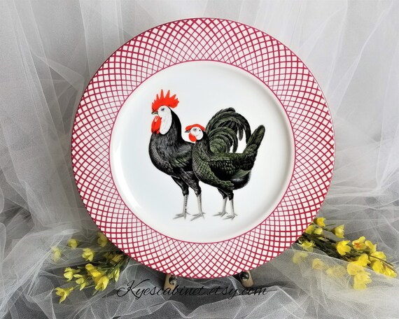 Black Rooster and Black Hen Plate by the Haldon Group in - Etsy