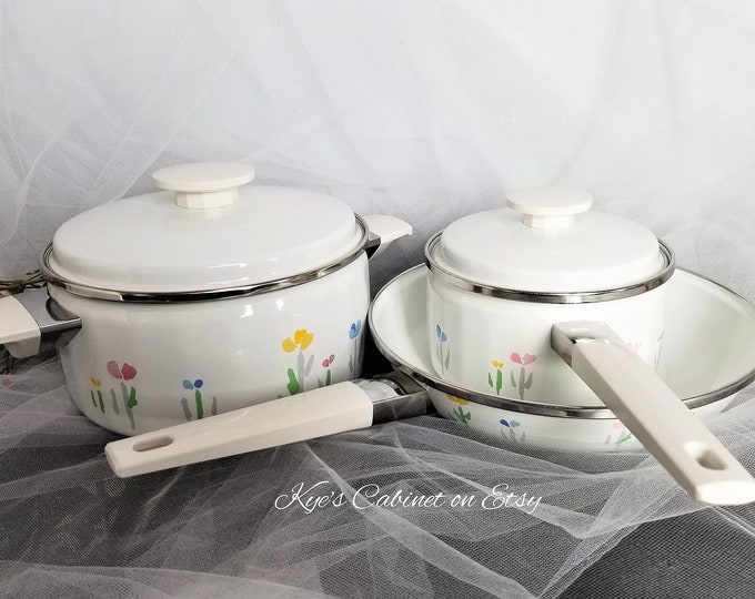 5 PC Studio Nova Fresh Mint Enamel Cookware Set, Enamel Pot, Enamel Fry ...
