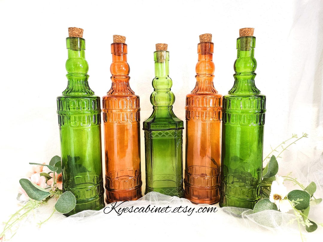 Vintage Large Colored Glass Bottles 12 Inch: Wine Bar Collection - Etsy