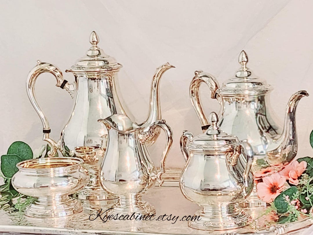 Vintage Silver Stated 6 PC Tea Serving Set Remembrance 1847 Rogers Bros ...