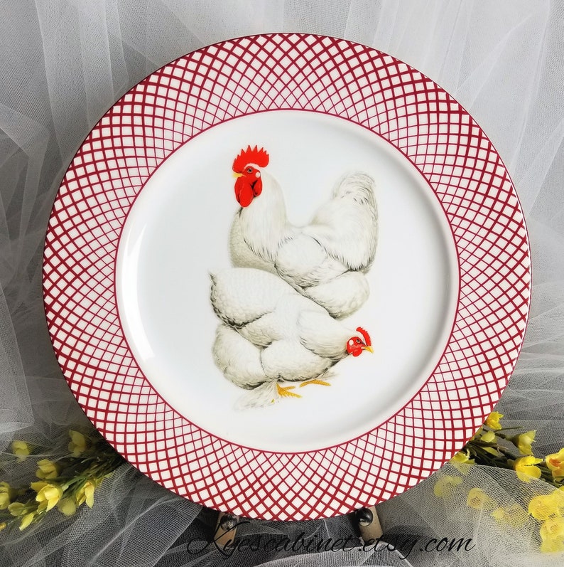 White Rooster and Hen Plate by the Haldon Group in - Etsy
