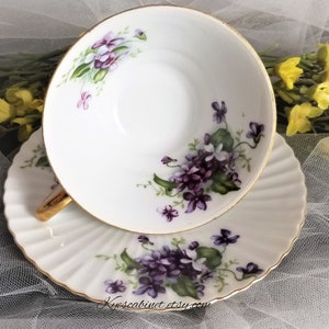 Lefton China Tea Cup and Saucer Hand Painted Violet, Violets Lefton ...