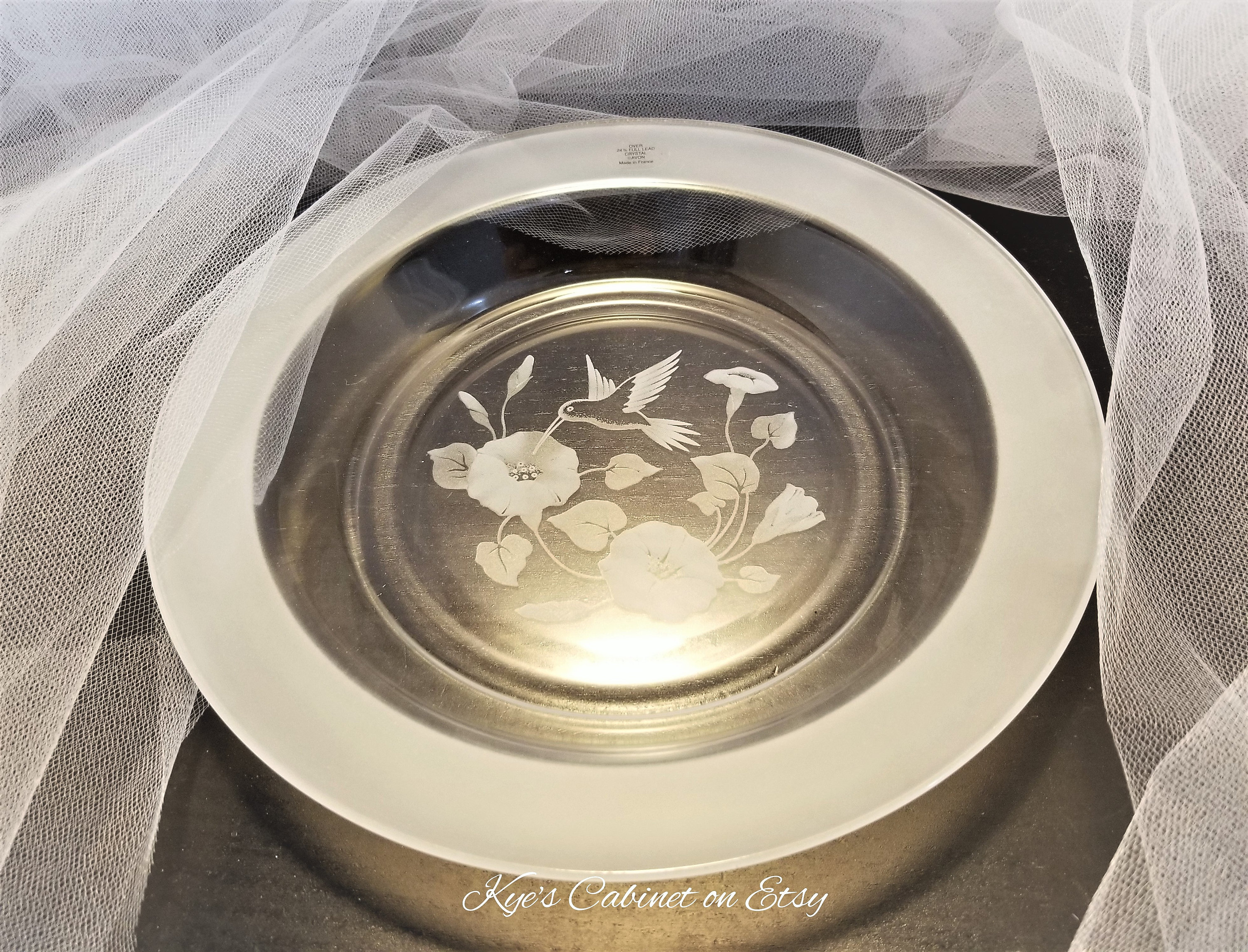 Avon Hummingbird Crystal Collection Soup/salad Plate 24% Full | Etsy