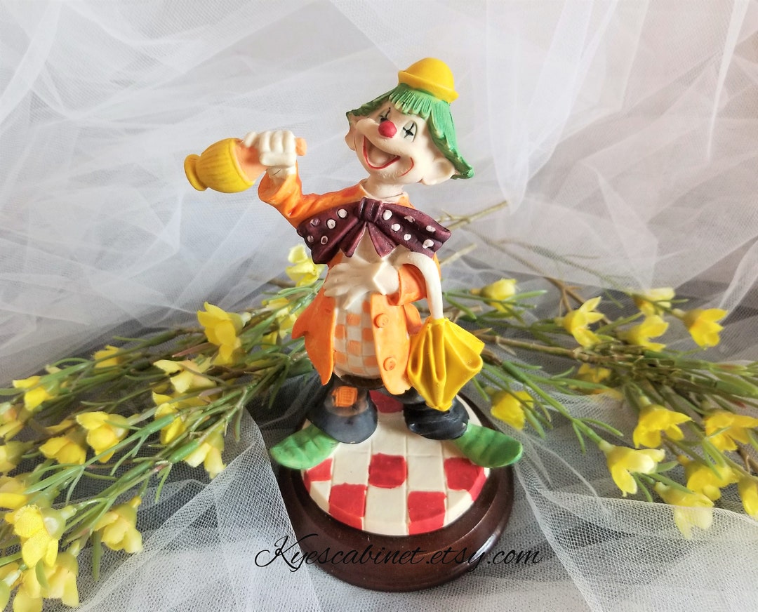 ROC Bisque Clown Figurine: Happy Wine Drinker, Taiwan Collectible - Etsy
