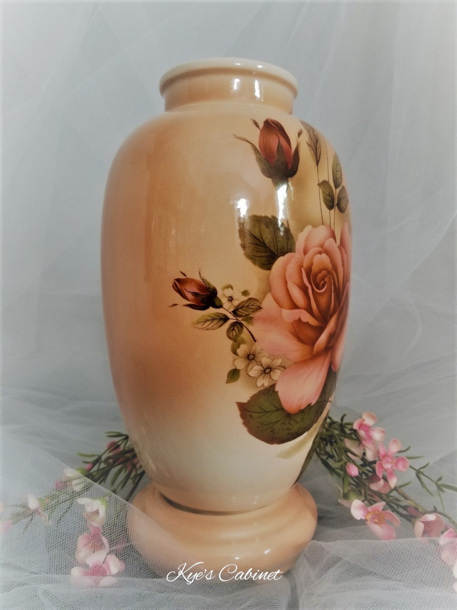 Antique Hand Painted Rose Porcelain Vase Large Floral Vase - Etsy