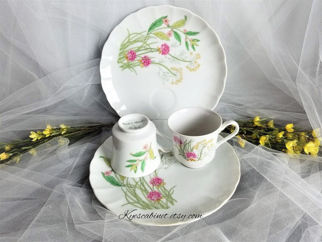 Set of Two Teacup and Snack Tray HERBS & SPICES by Shafford, Herbs Mug ...