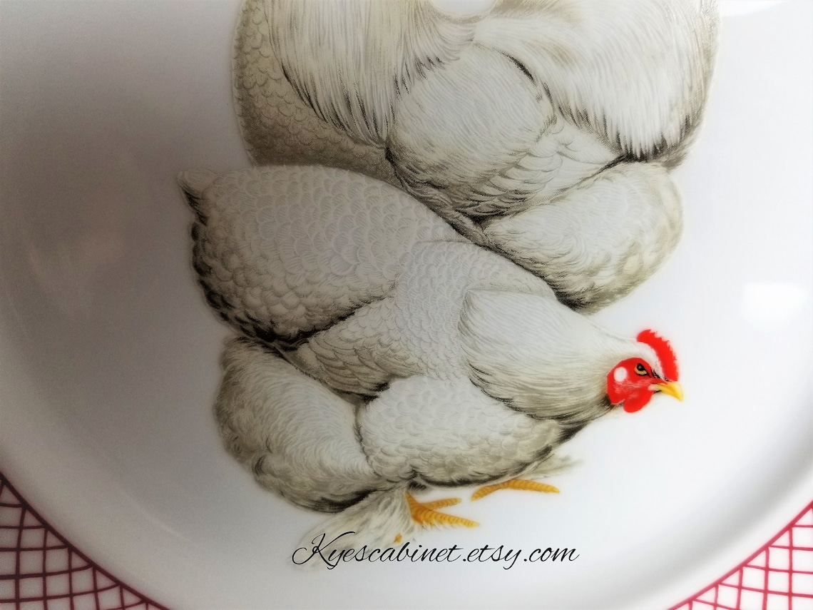 White Rooster and Hen Plate by the Haldon Group in - Etsy