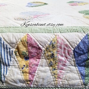 Vintage Heart Patchwork Quilt, Pastel Tone Love Heart Quilt, 84 X 82 ...