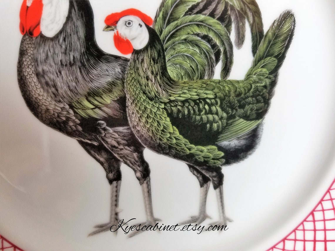 Black Rooster and Black Hen Plate by the Haldon Group in - Etsy