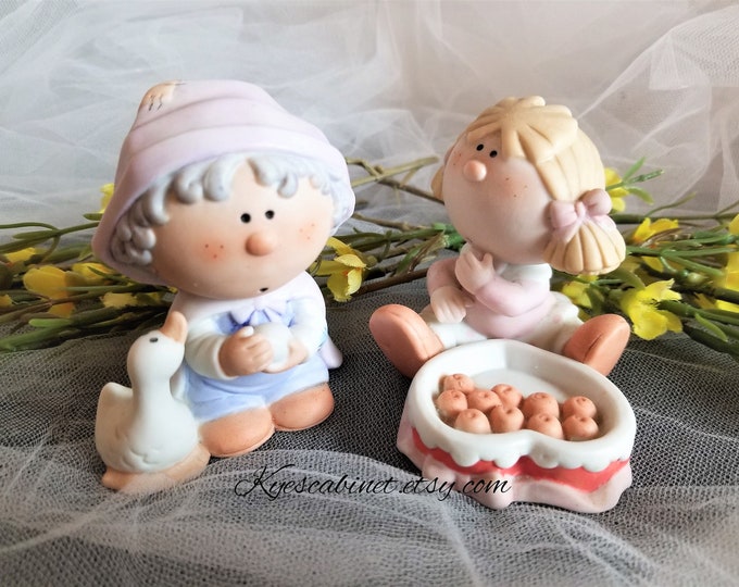 Lot of Two Bumpkins Figurines by Fabrizio "shepherd With a Goose" and ...