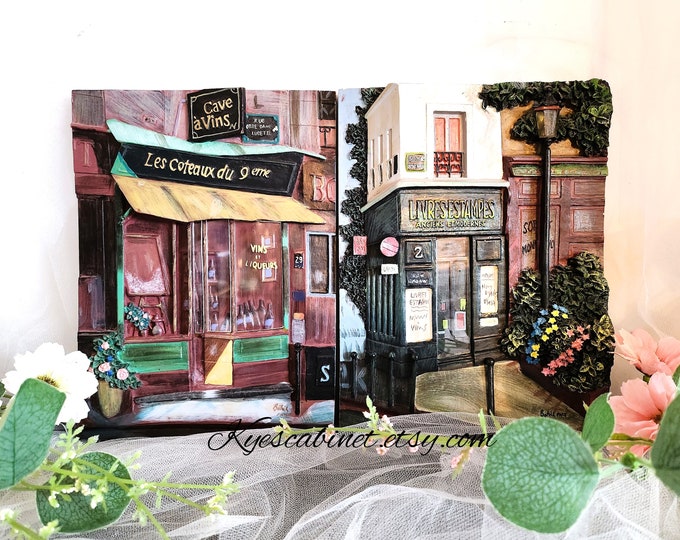 Paris Storefront Wall Art 3D Plaque Set of 2, French Street Shop Resin ...
