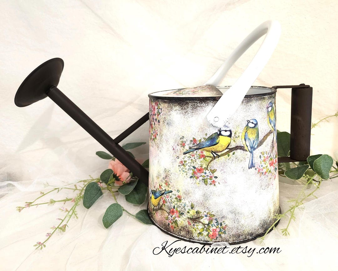 Large Watering Can Decoupage "birds Watching" 1.5 Gallons, Metal ...