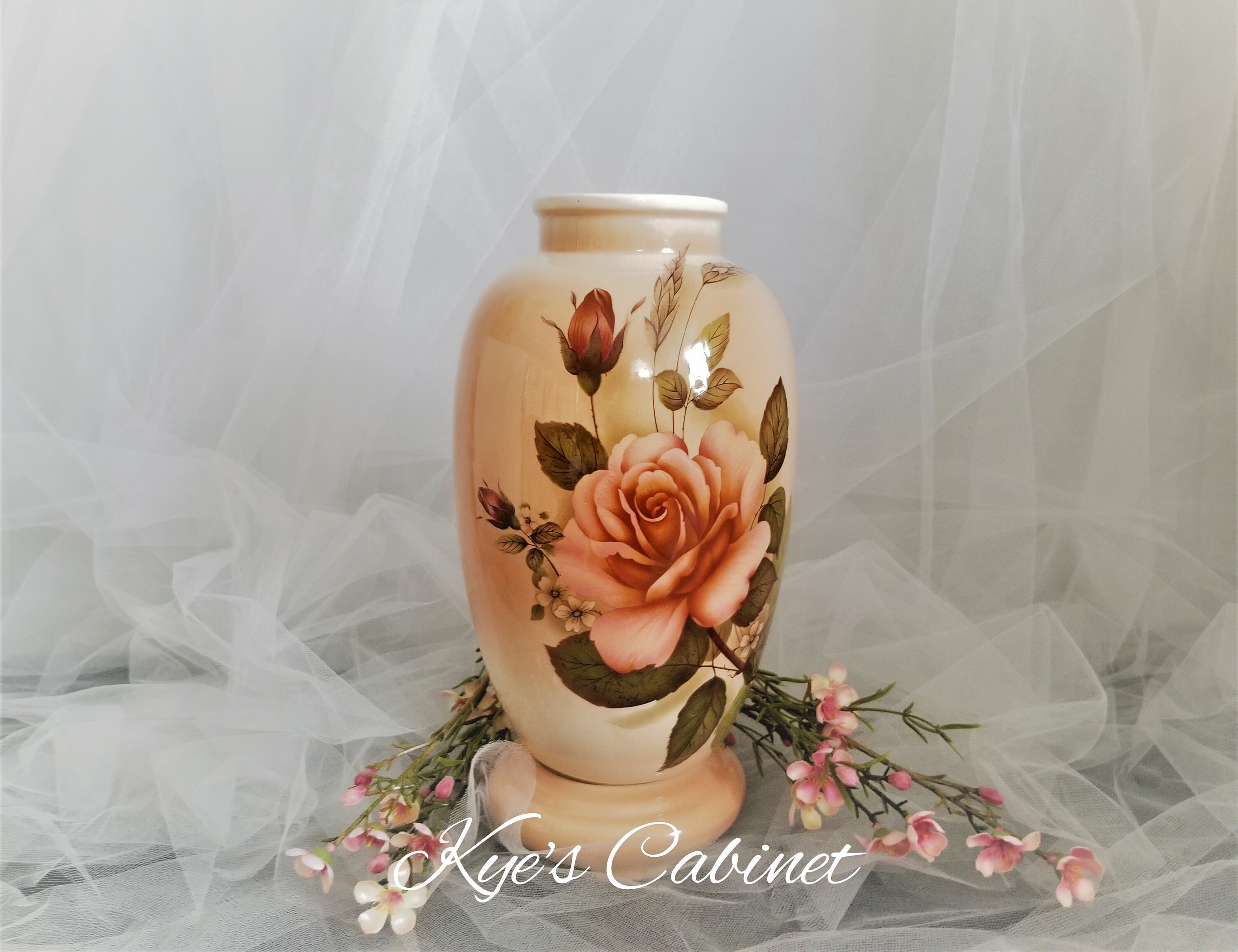 Antique Hand Painted Rose Porcelain Vase Large Floral Vase - Etsy