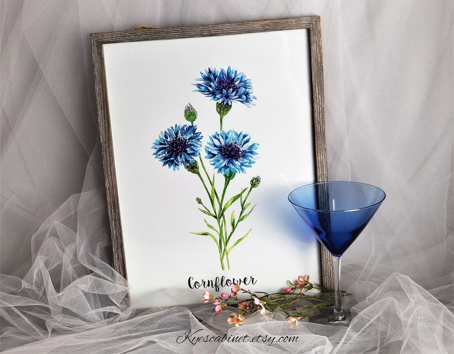 Framed Cornflower Art Print by Creative Co-op Blue - Etsy