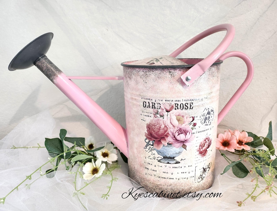 Hand Painted Metal Watering Can With Removable Spout: Shabby Chic Roses ...
