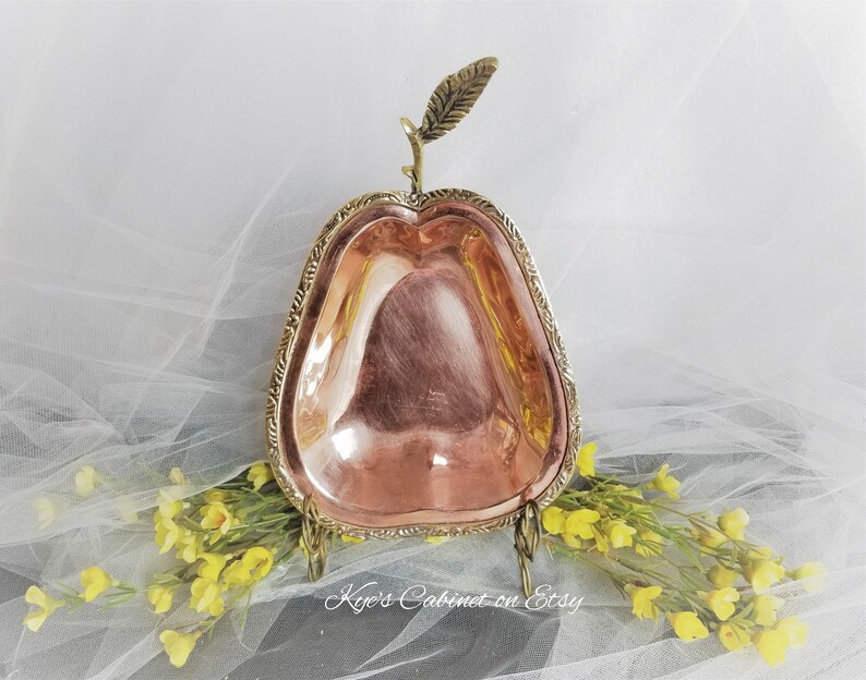 Solid Copper Bowl With Brass Rim Pear Shaped Pure Copper Tray - Etsy