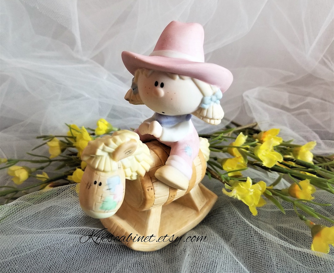 Bumpkins Figurines by Fabrizio "baby Girl on Rocking Horse", Rocking ...