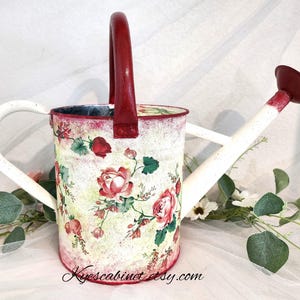 Decoupage Watering Can "red Roses" 1 Gallon, Galvanized Removable Spout ...