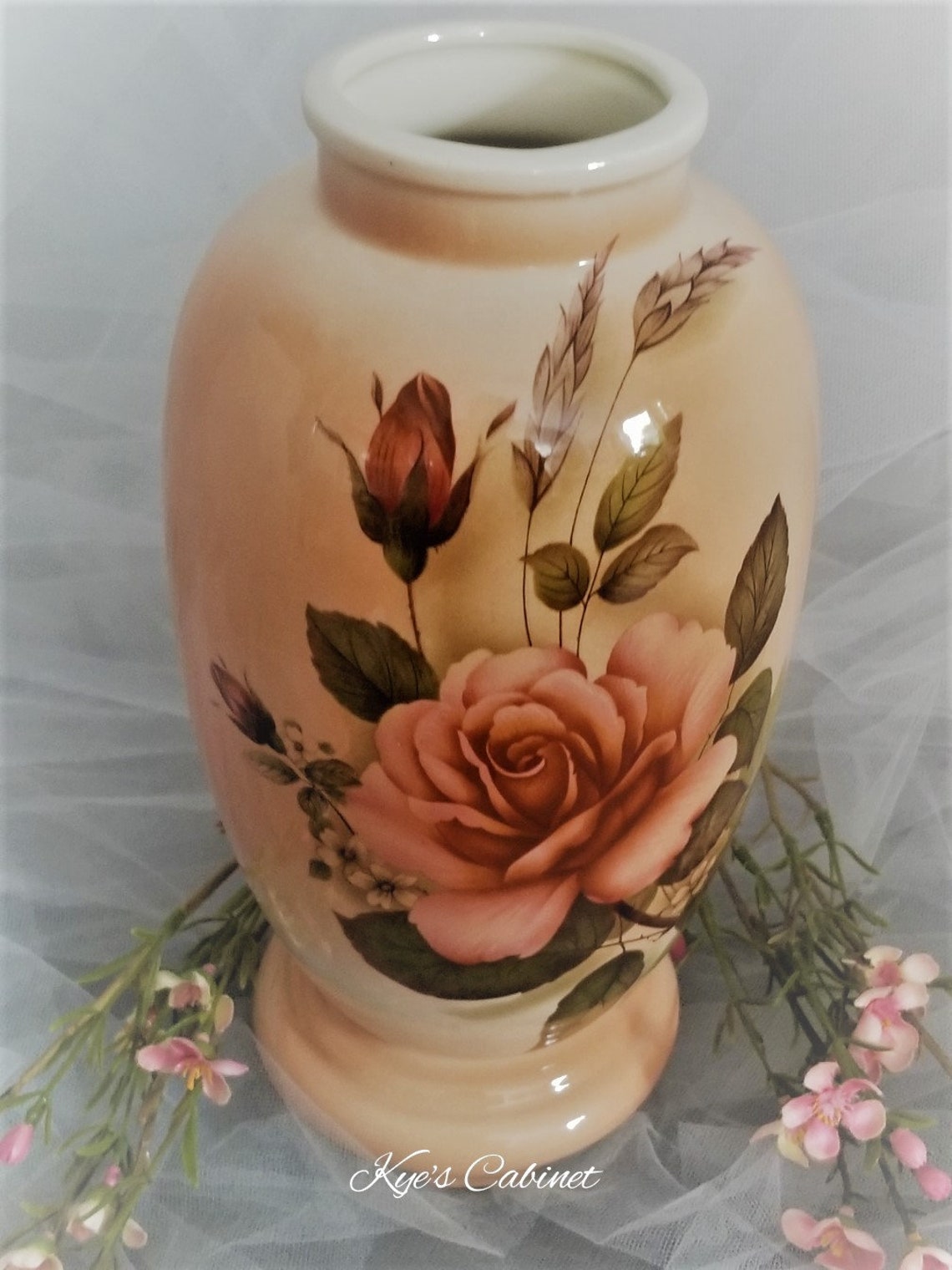 Antique Hand Painted Rose Porcelain Vase Large Floral Vase - Etsy