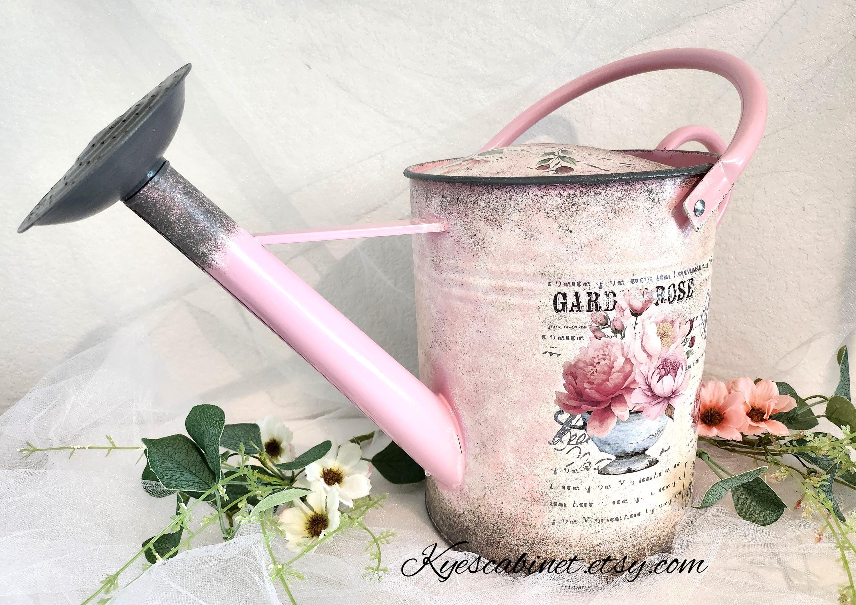 Hand Painted Metal Watering Can With Removable Spout: Shabby Chic Roses ...