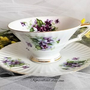 Lefton China Tea Cup and Saucer Hand Painted Violet, Violets Lefton ...