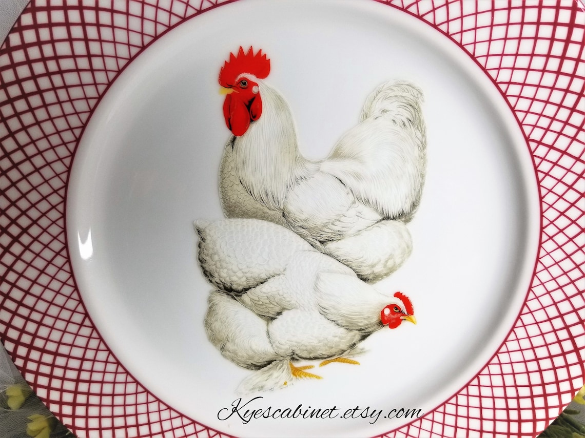 White Rooster and Hen Plate by the Haldon Group in - Etsy