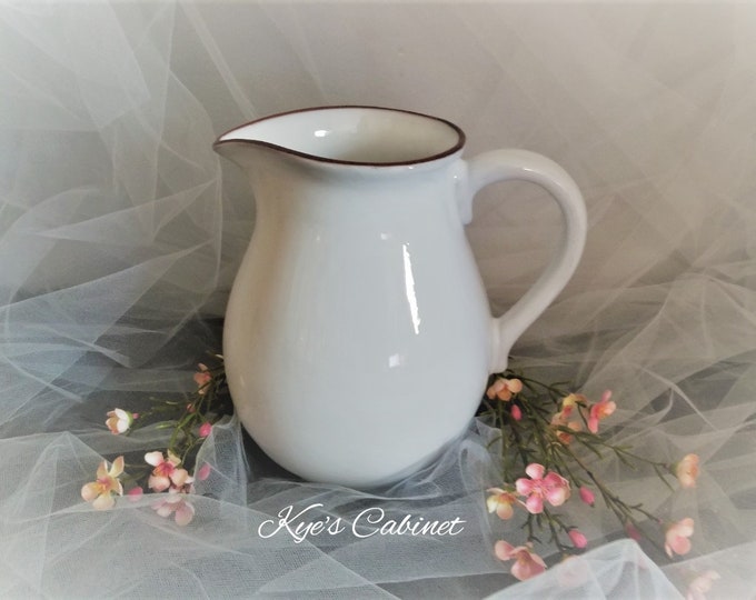 Val Do Sol White Pottery Pitcher Made in Portugal, Farmhouse Style ...