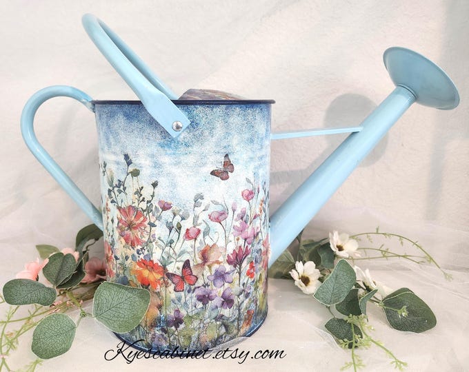 Large Watering Can Decoupage "summer Wildflowers", 1.5 Gallons Metal ...