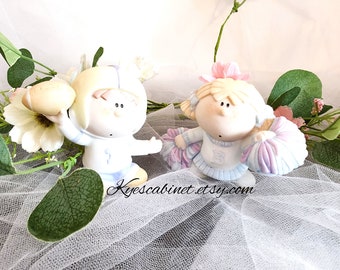 Lot of Two Bumpkins Figurines by Fabrizio, girl Player Violin and boy ...