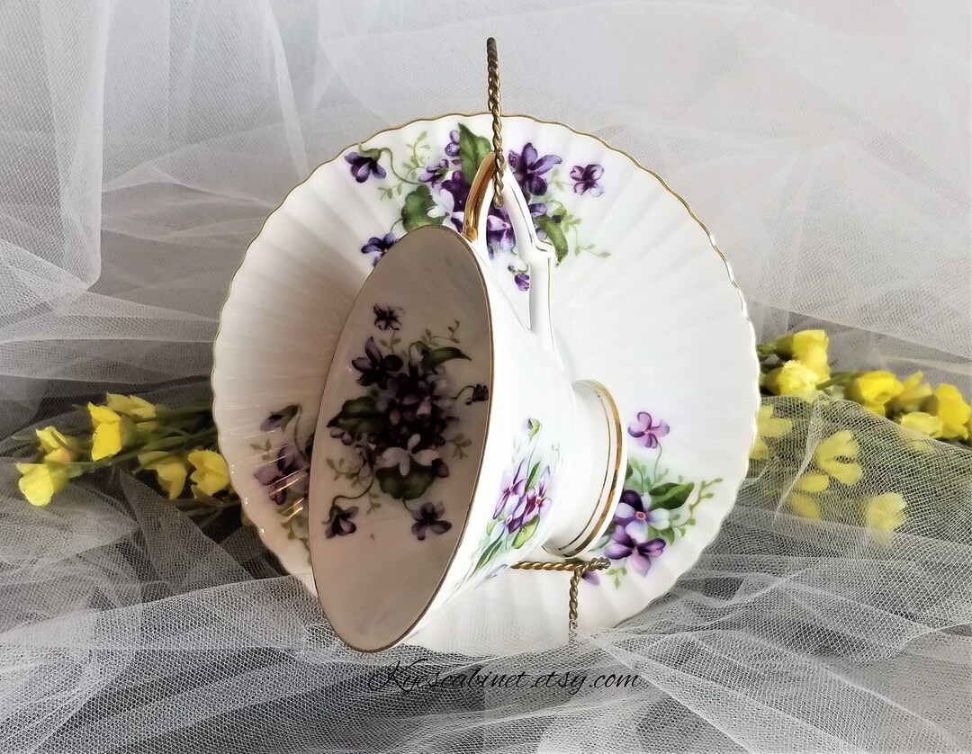 Lefton China Tea Cup and Saucer Hand Painted Violet, Violets Lefton ...