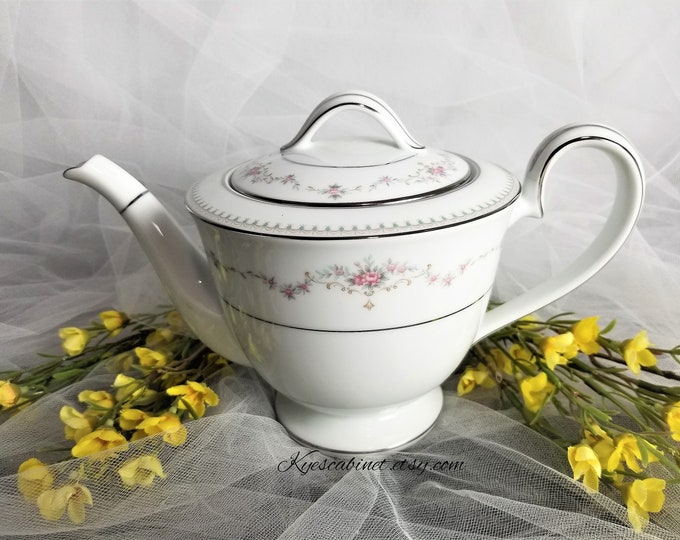 Noritake Fairmont Teapot Pattern 6102, Vintage Platinum Trimmed ...