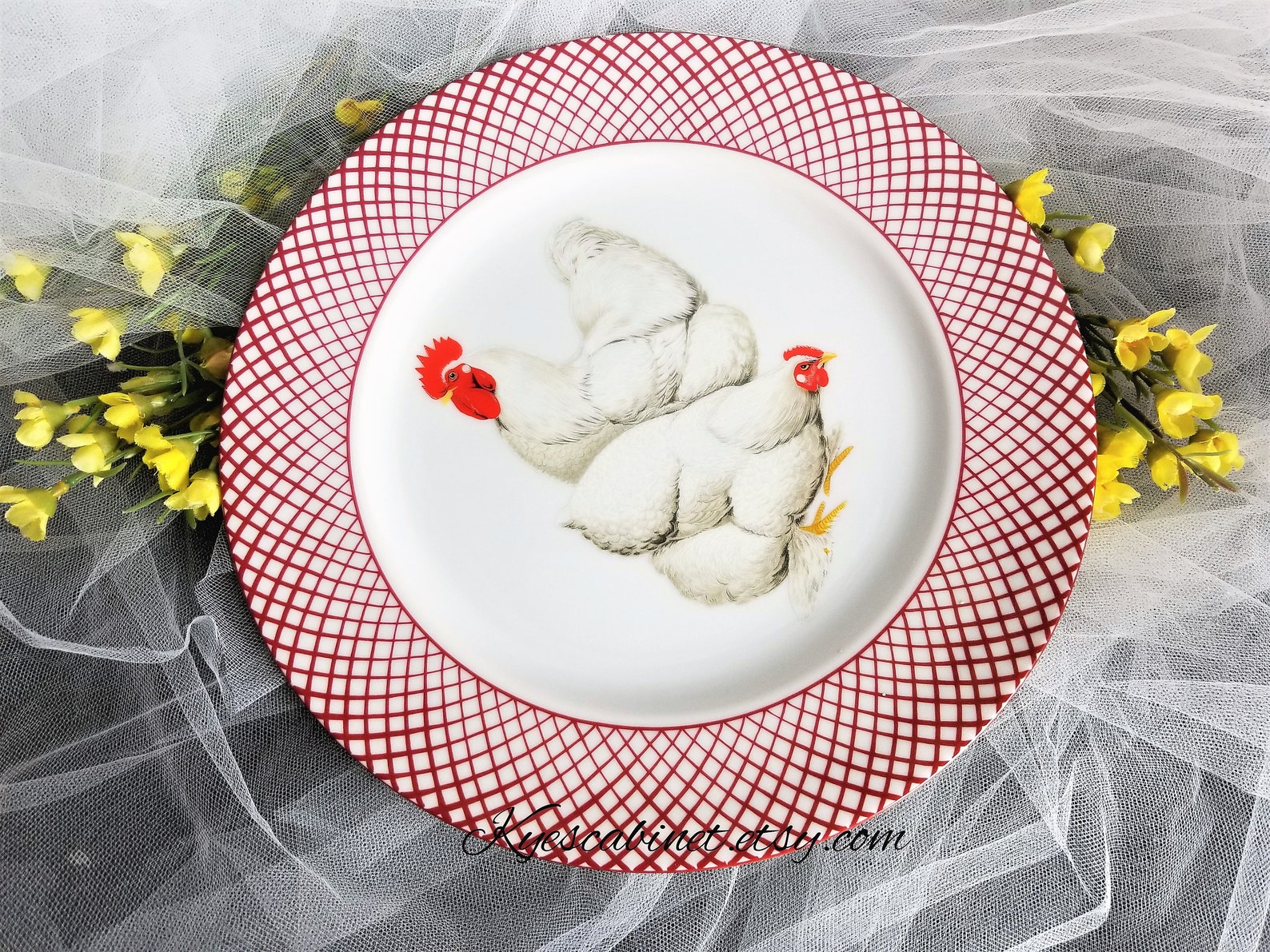 White Rooster and Hen Plate by the Haldon Group in - Etsy