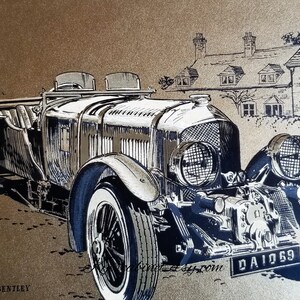 Set of 2 Framed Antique Car Etching Print on Gold Foil 1924 - Etsy