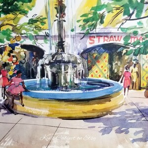 Cecile Ryden Johnson Watercolor Print: Kingston Straw Market, Gold ...