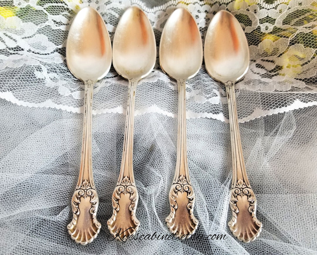 4 National Guildcraft Concerto Silver Plated Tea Spoons, 6" Dessert ...