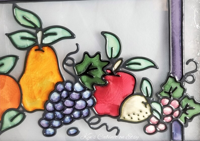 Framed Faux Stained Glass Fruit Art Kitchen Wall Art Stained | Etsy