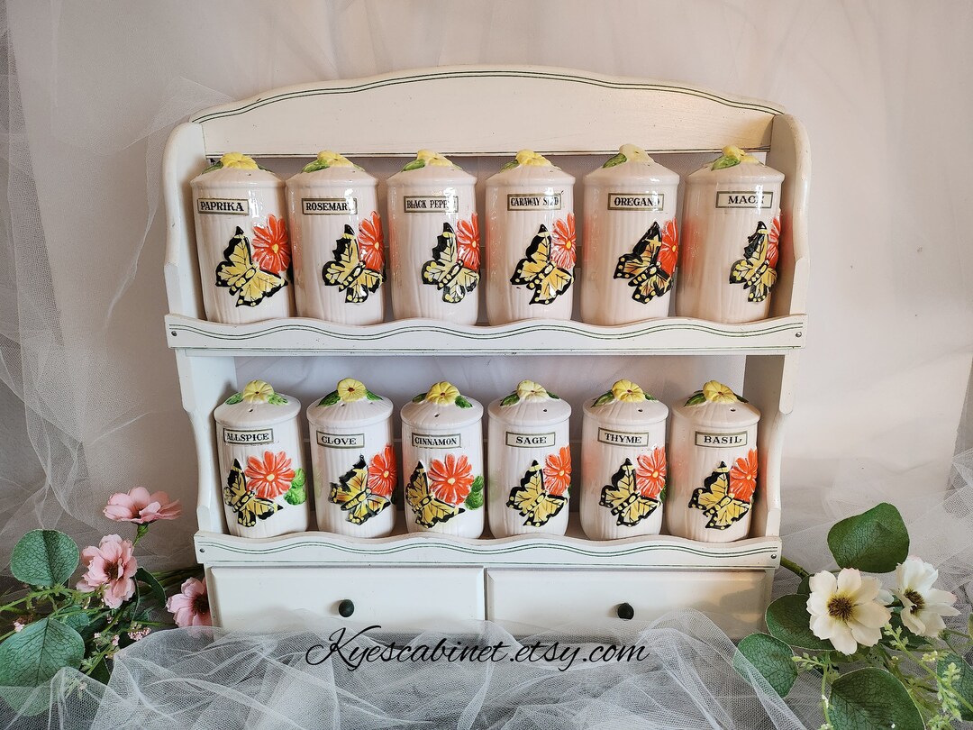 12 PC Spice Shaker Set and Spice Rack With 2 Drawers, Spice Rack With ...