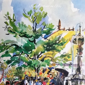 Cecile Ryden Johnson Watercolor Print: Kingston Straw Market, Gold ...