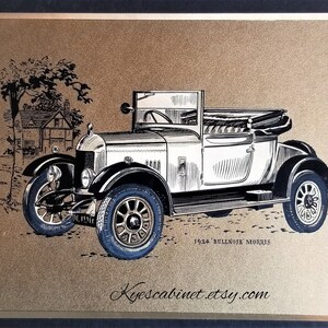 Set of 2 Framed Antique Car Etching Print on Gold Foil 1924 - Etsy