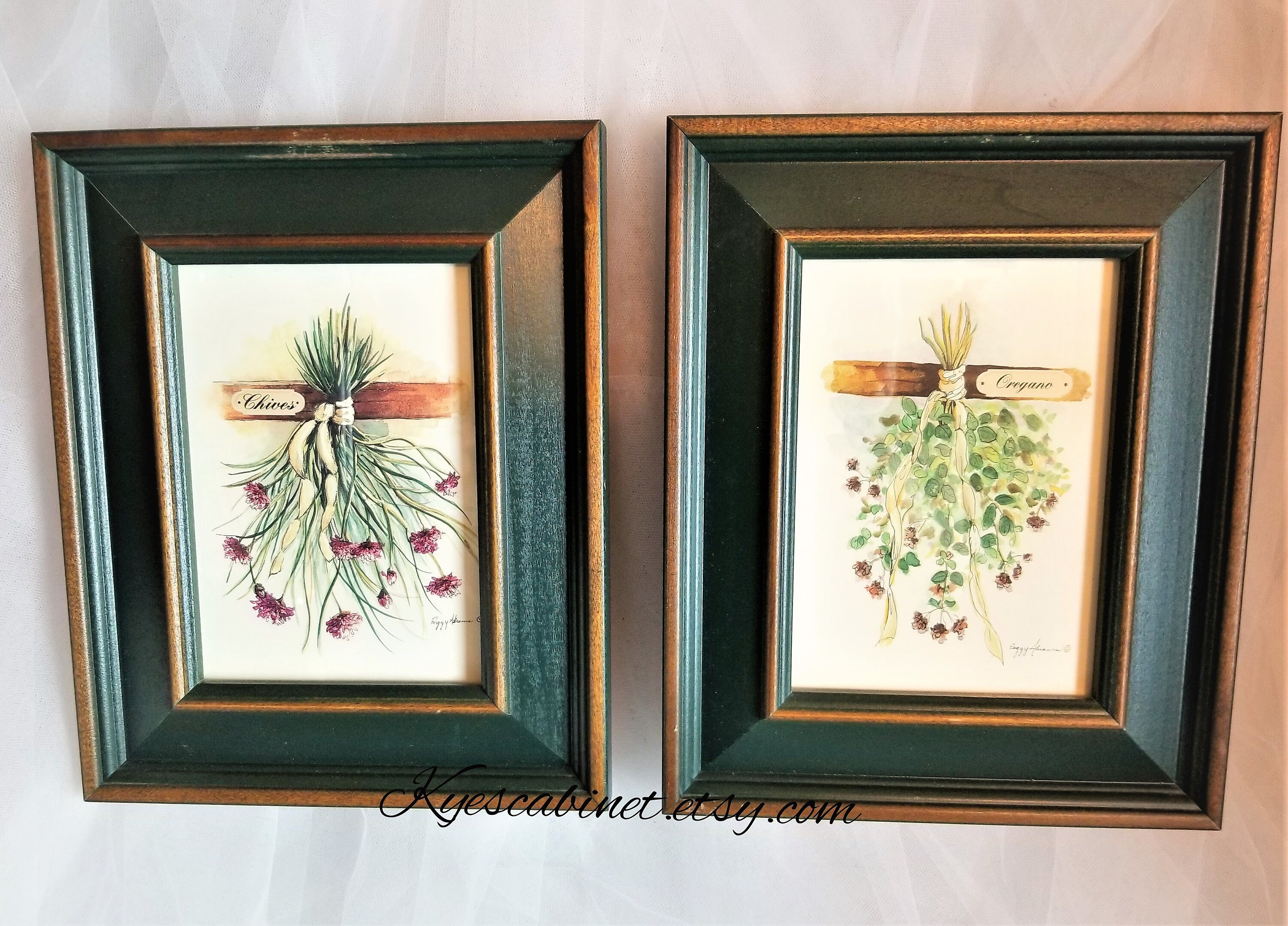 Peggy Abrams Framed Botanical Prints chives and - Etsy