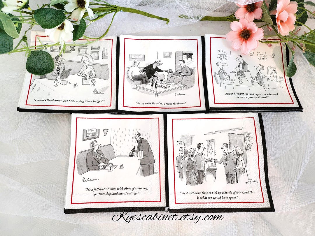 Vintage Paper Cartoon Cocktail Napkins: Leo Cullum, Twohy, Levin, Set ...