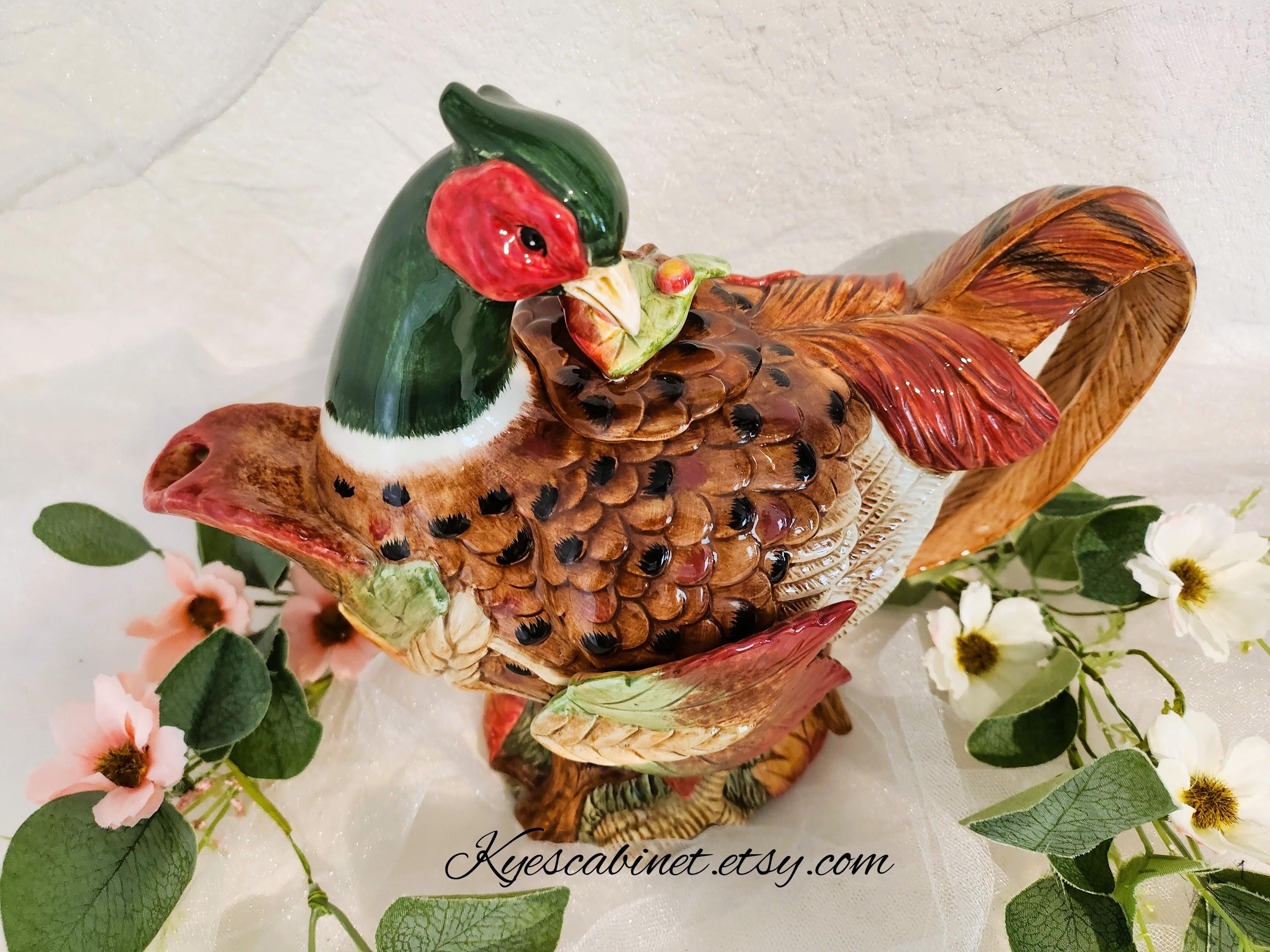 Fitz and Floyd Huntington Pheasant Teapot: Handcrafted Vintage Decor - Etsy