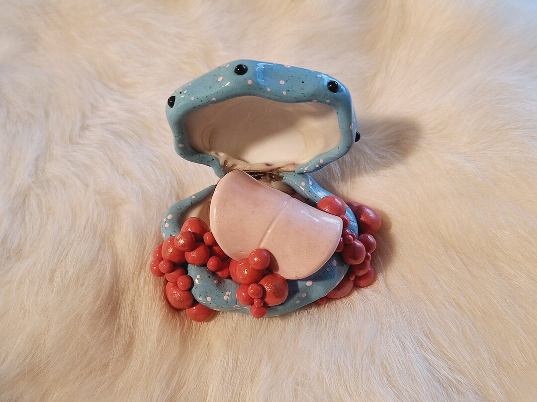Blossom Blue Clam With Pink Bubbles Poly Clay Figurine - Etsy