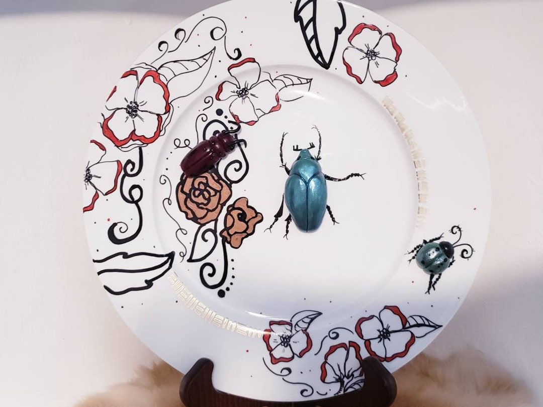 Beetles on Porcelain Plate, Clay 3D Sculpture - Etsy