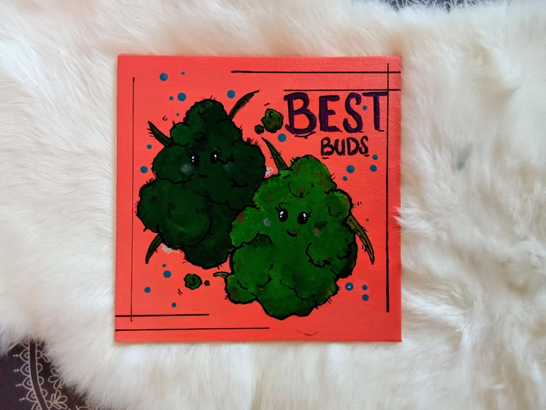 Best Buds, Og Painting, 6x6 Inch, Adult Humor - Etsy