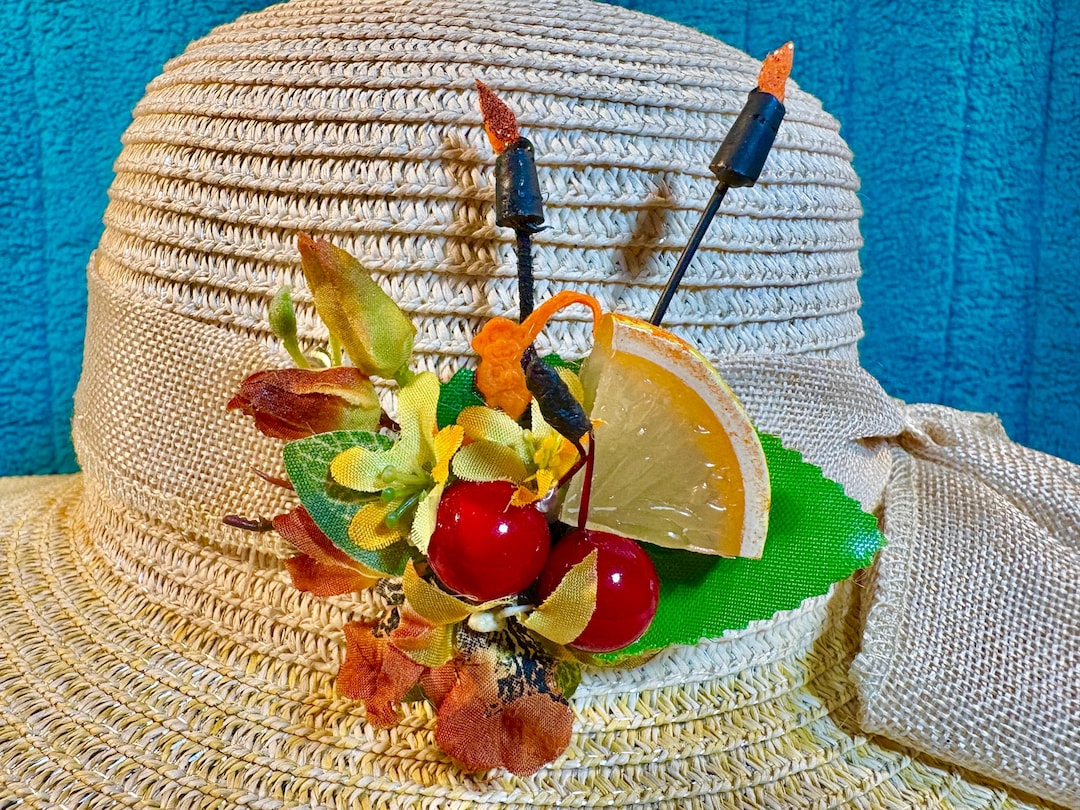 Mini Cocktail Garnish Tiki Torch Fruit Flowers Monkey HAT FOB Ribbon ...